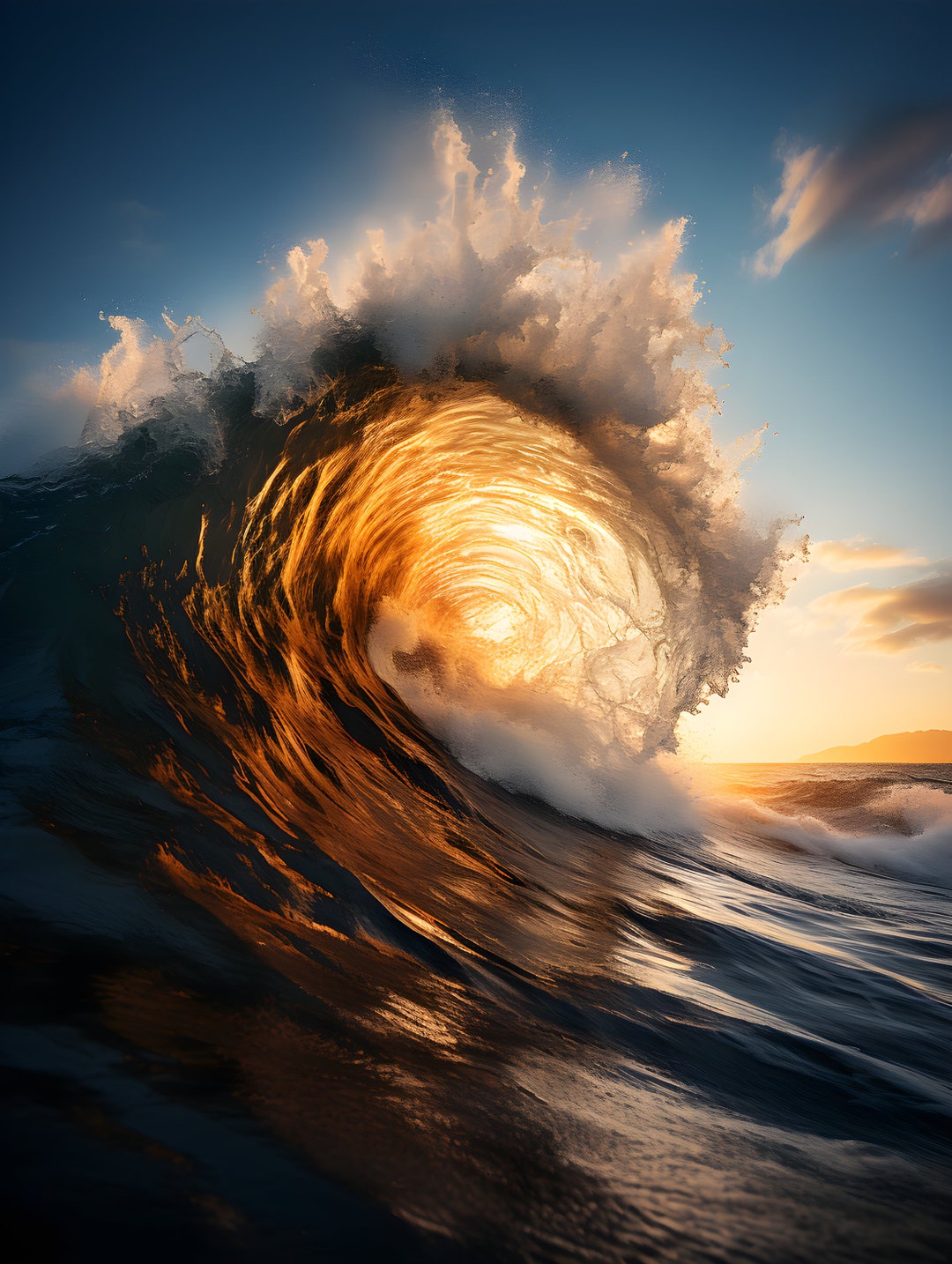 Printable Wall Art,mid Century,realistic Waves,surf,sea,underwater ...