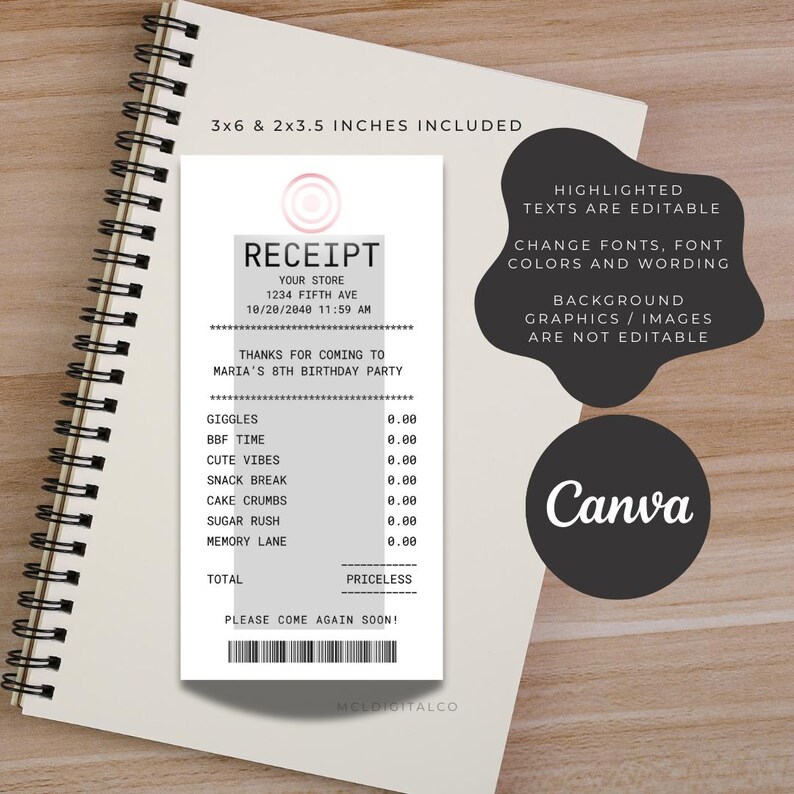 Editable Thank You for Coming Receipt | Trendy Shopping Receipt Play ...