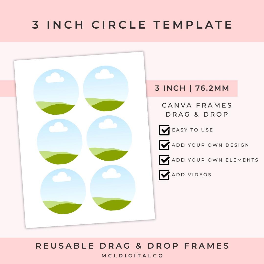 Editable 3 Inch Circle Template Canva Drag and Drop Frames - Etsy