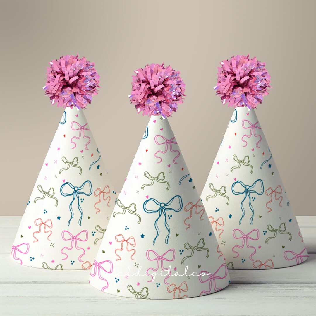 Printable Trendy Bow Party Hats | DIY Party Hat Decorations | CB70751 ...