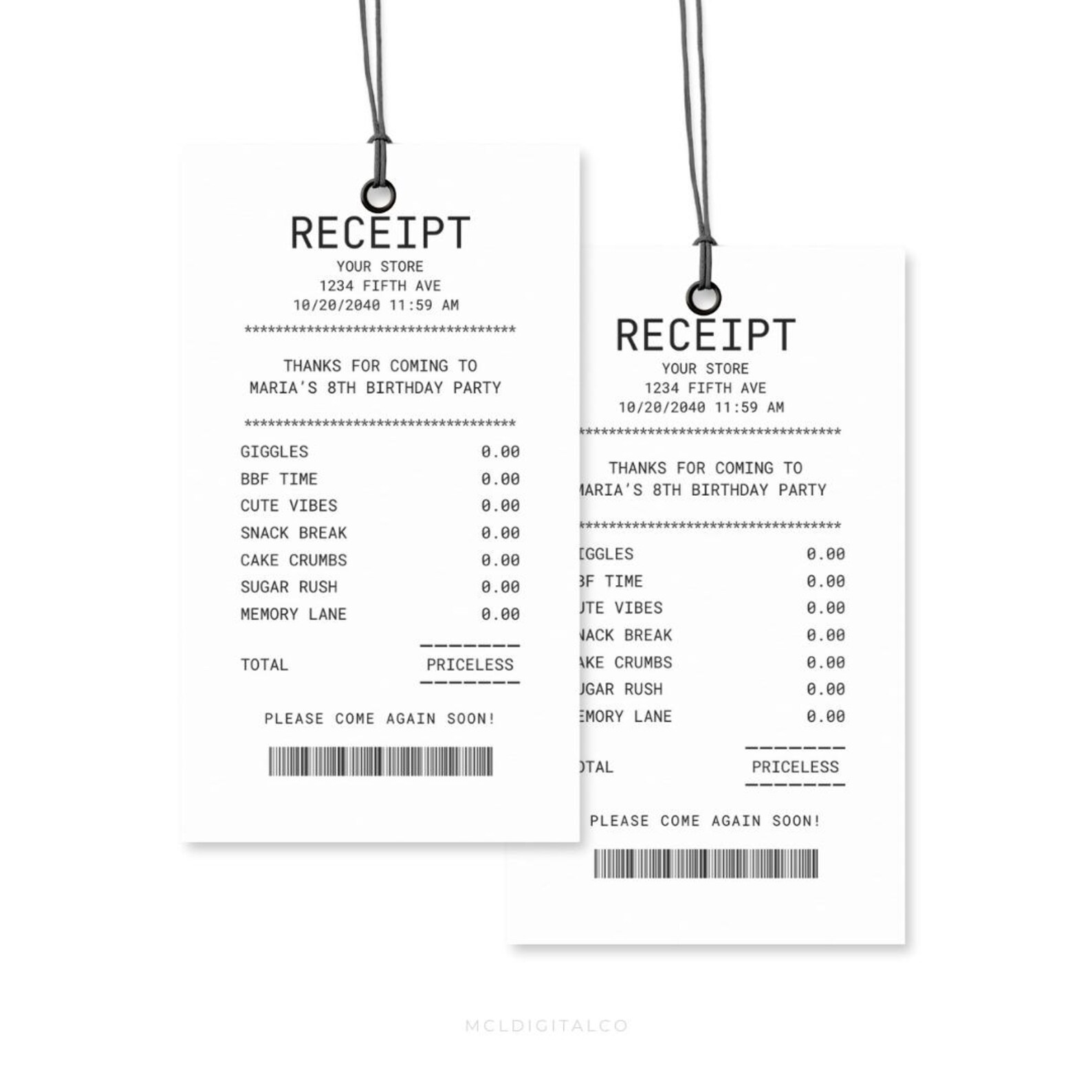 Editable Thank You for Coming Receipt | Trendy Shopping Receipt Play ...