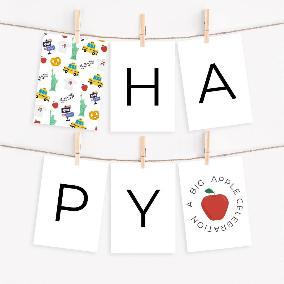 Editable New York City Happy Birthday Banner | Trendy NYC Party ...