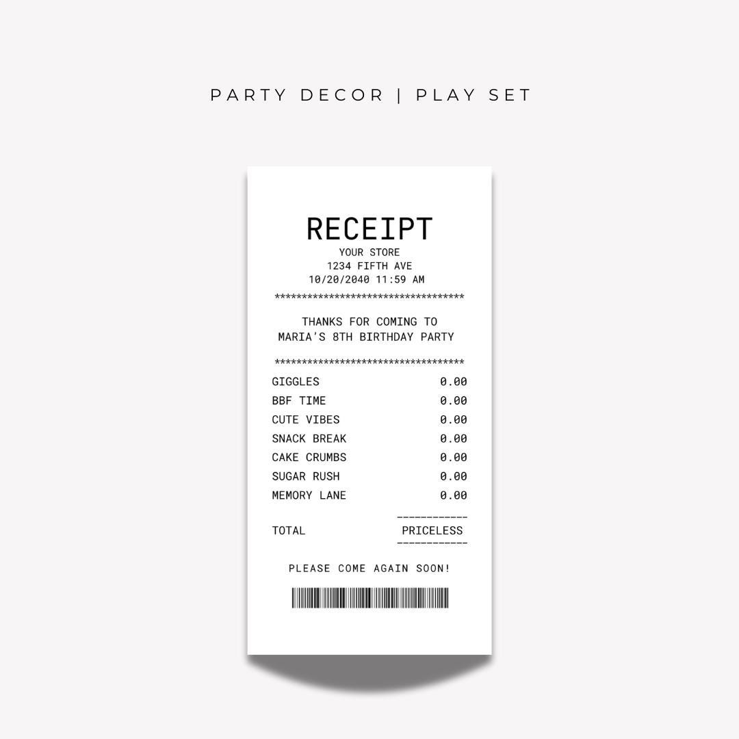 Editable Thank You for Coming Receipt | Trendy Shopping Receipt Play ...