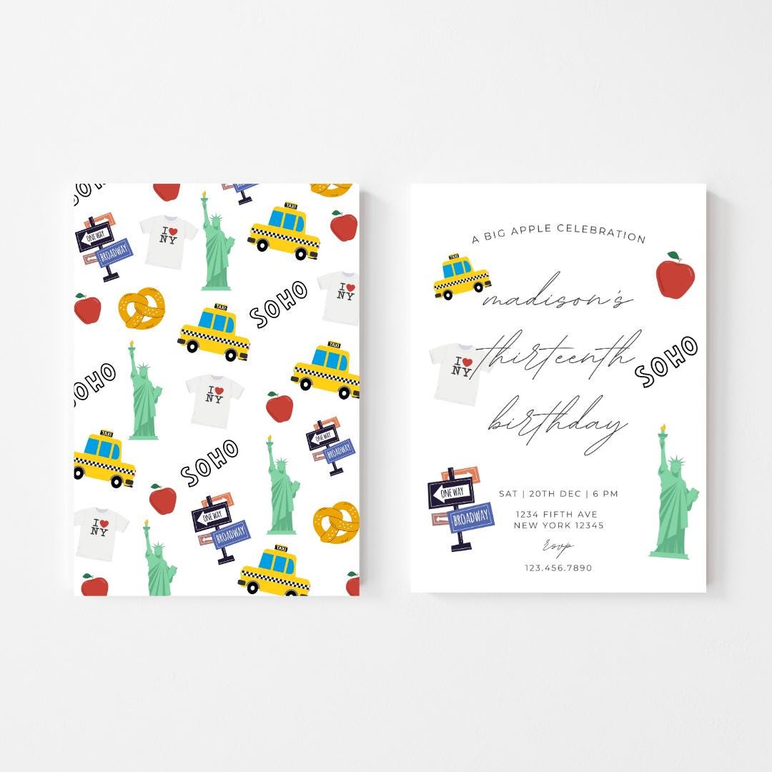 Editable New York City Birthday Party Invitation | Trendy NYC Party ...