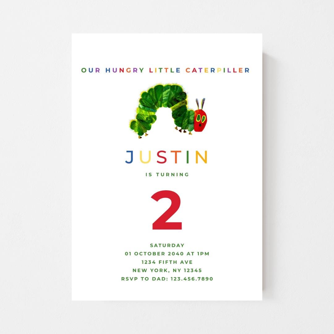 Editable Caterpillar Birthday Invitation | Trendy Caterpillar Simple ...