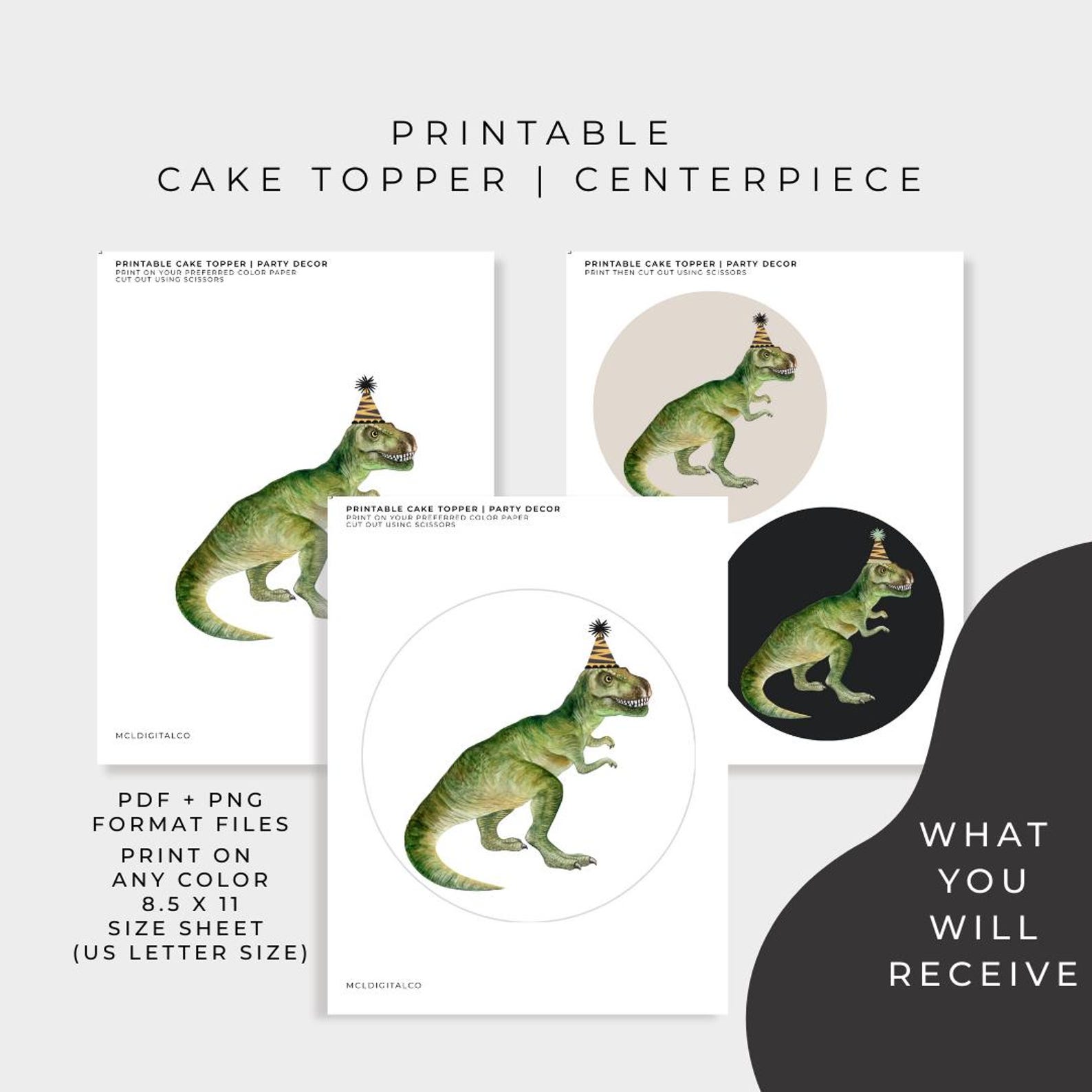 Printable Raptor Tyrannosaur Dinosaur Cake Topper | Dinosaur ...