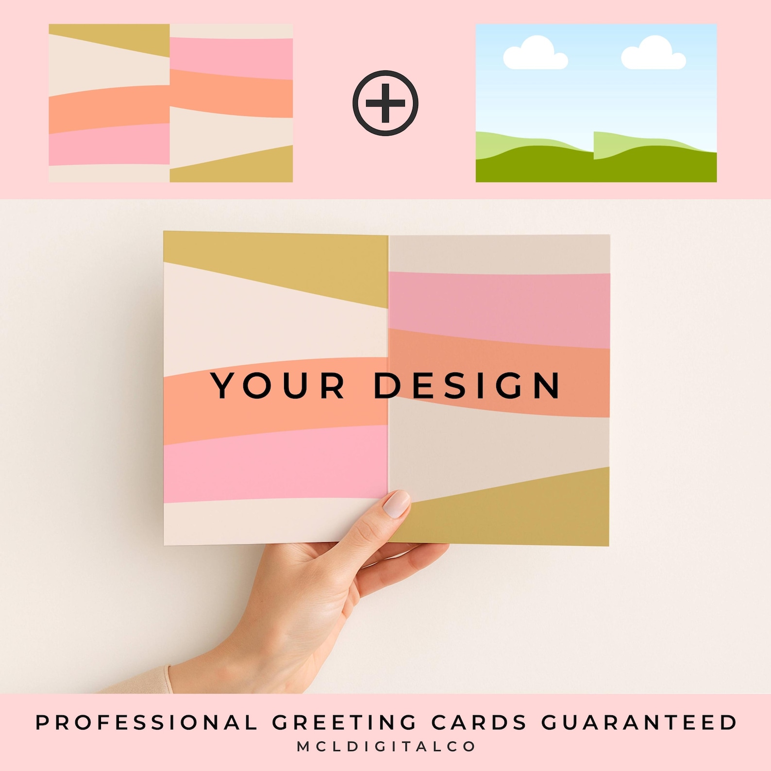 5X7 Folded Greeting Card Portrait Template Canva Drag and Drop Frames ...