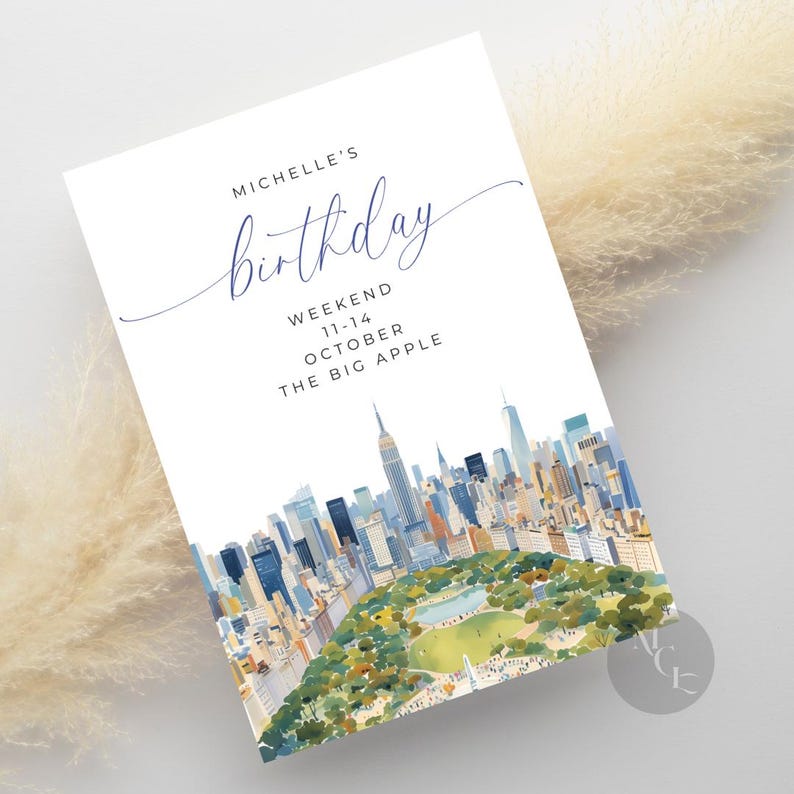 Editable New York City Birthday Invitation | Minimalist Simple Party ...