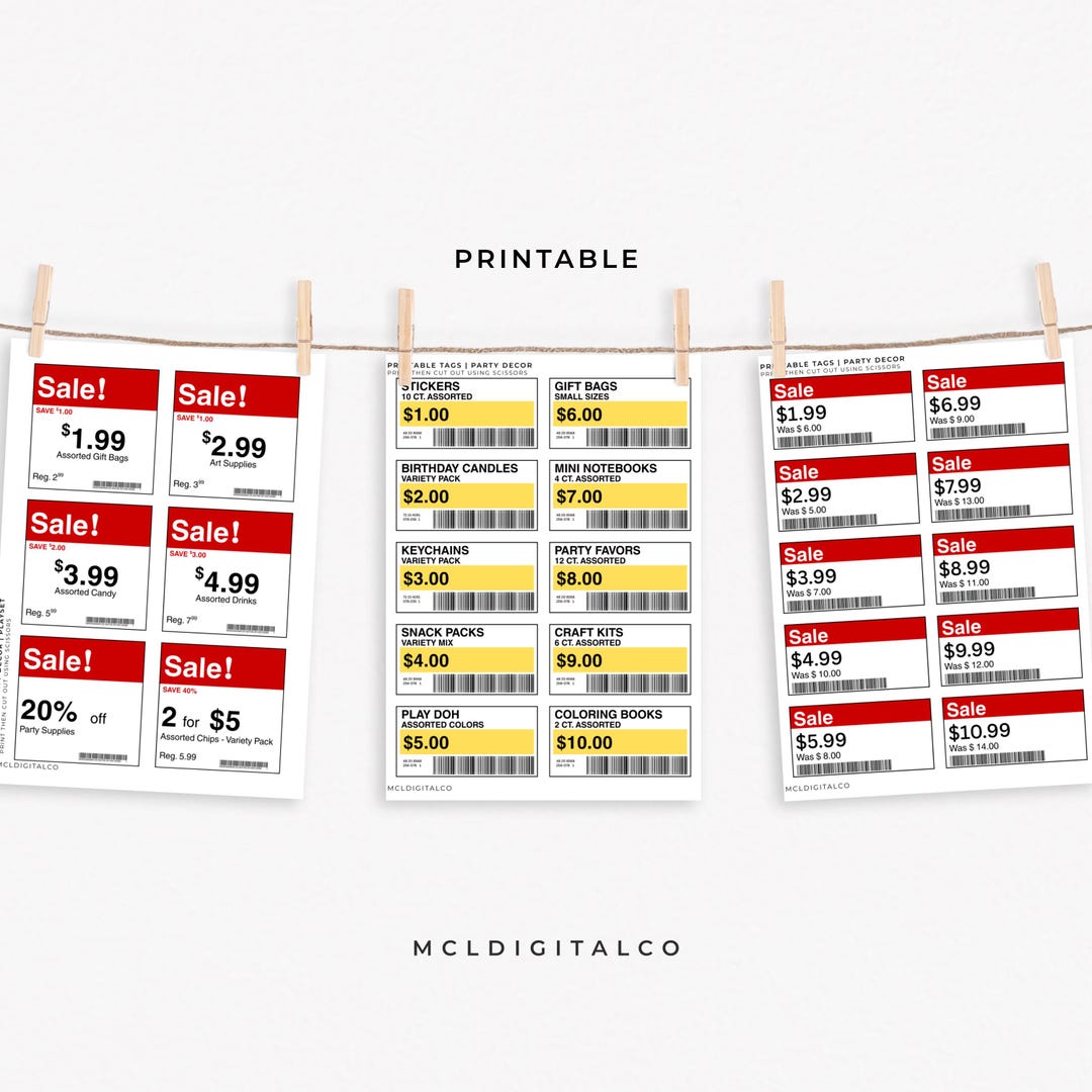 Printable Kids Grocery Store Sale Price Tags Play Set - Etsy