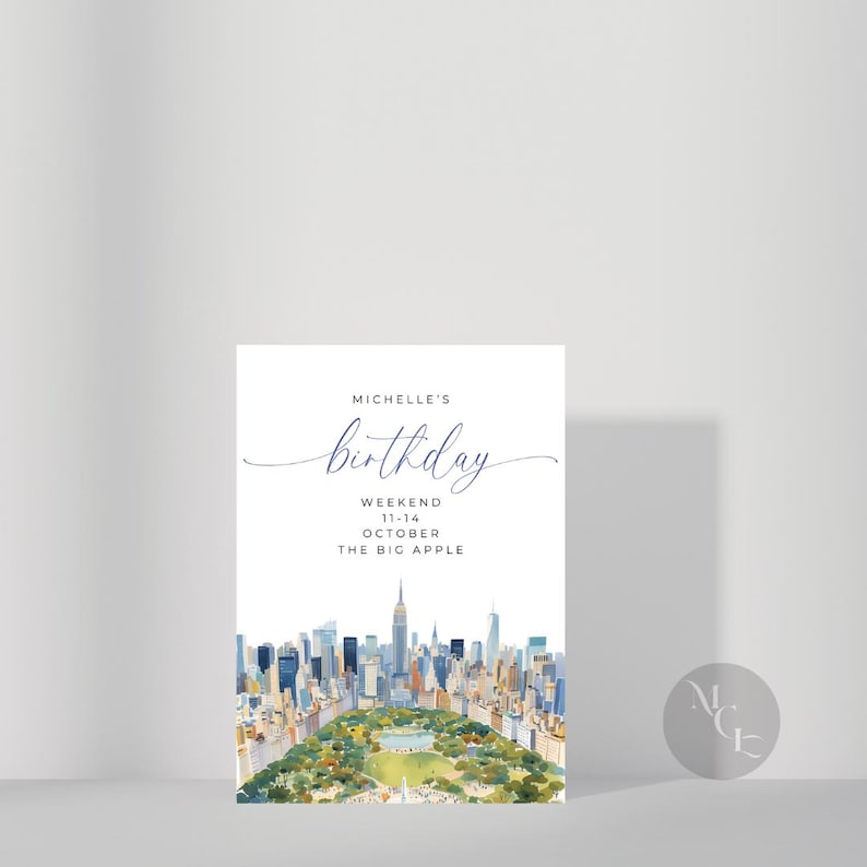 Editable New York City Birthday Invitation | Minimalist Simple Party ...