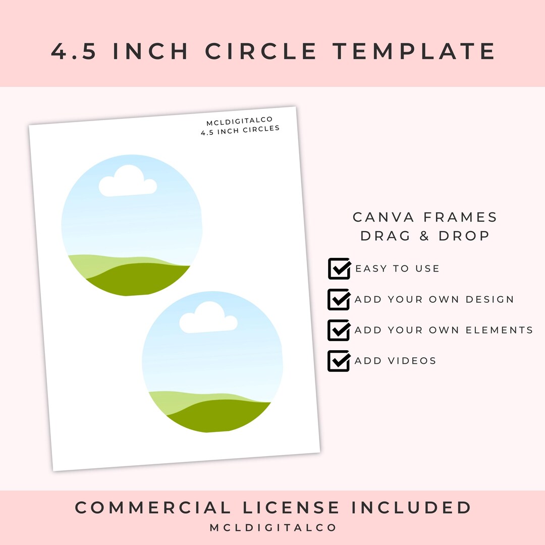 Editable 4.5 Inch Circle Template Canva Drag and Drop Frames - Etsy
