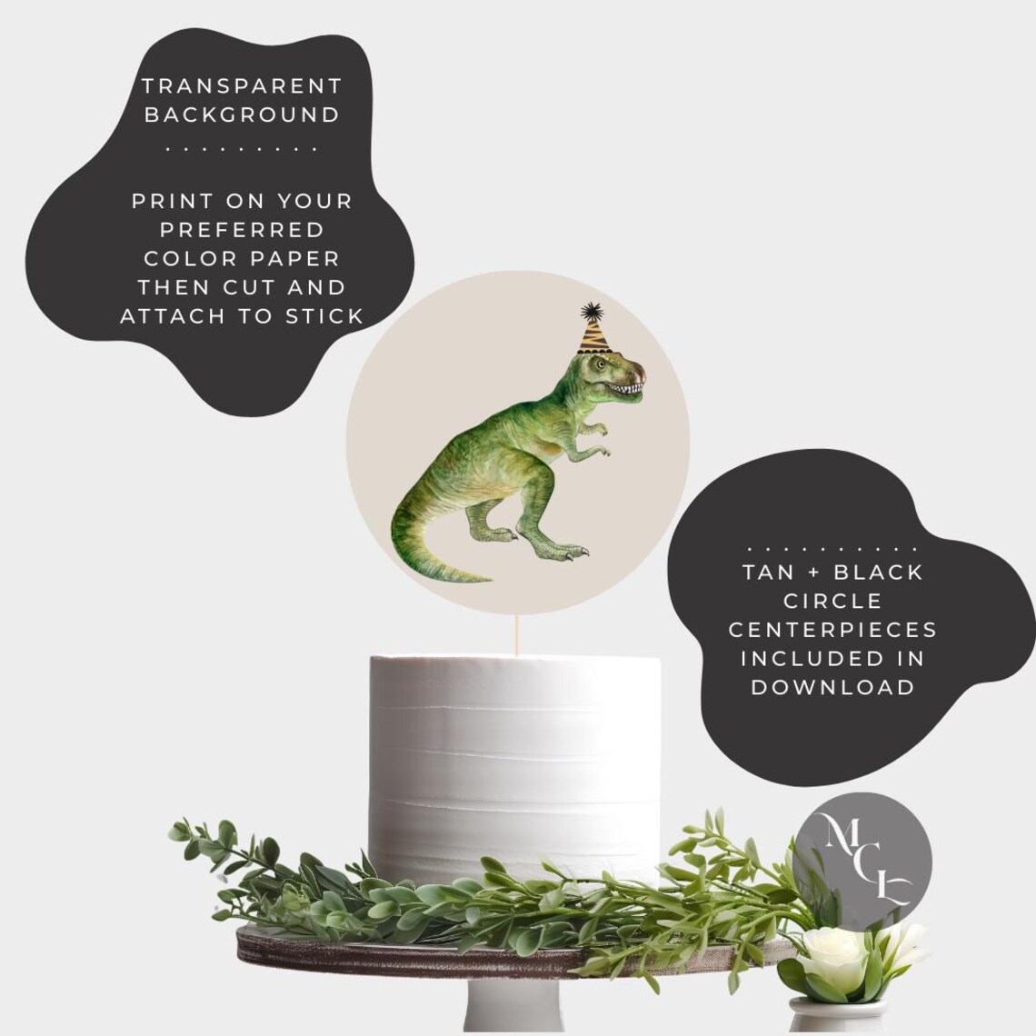 Printable Raptor Tyrannosaur Dinosaur Cake Topper | Dinosaur ...