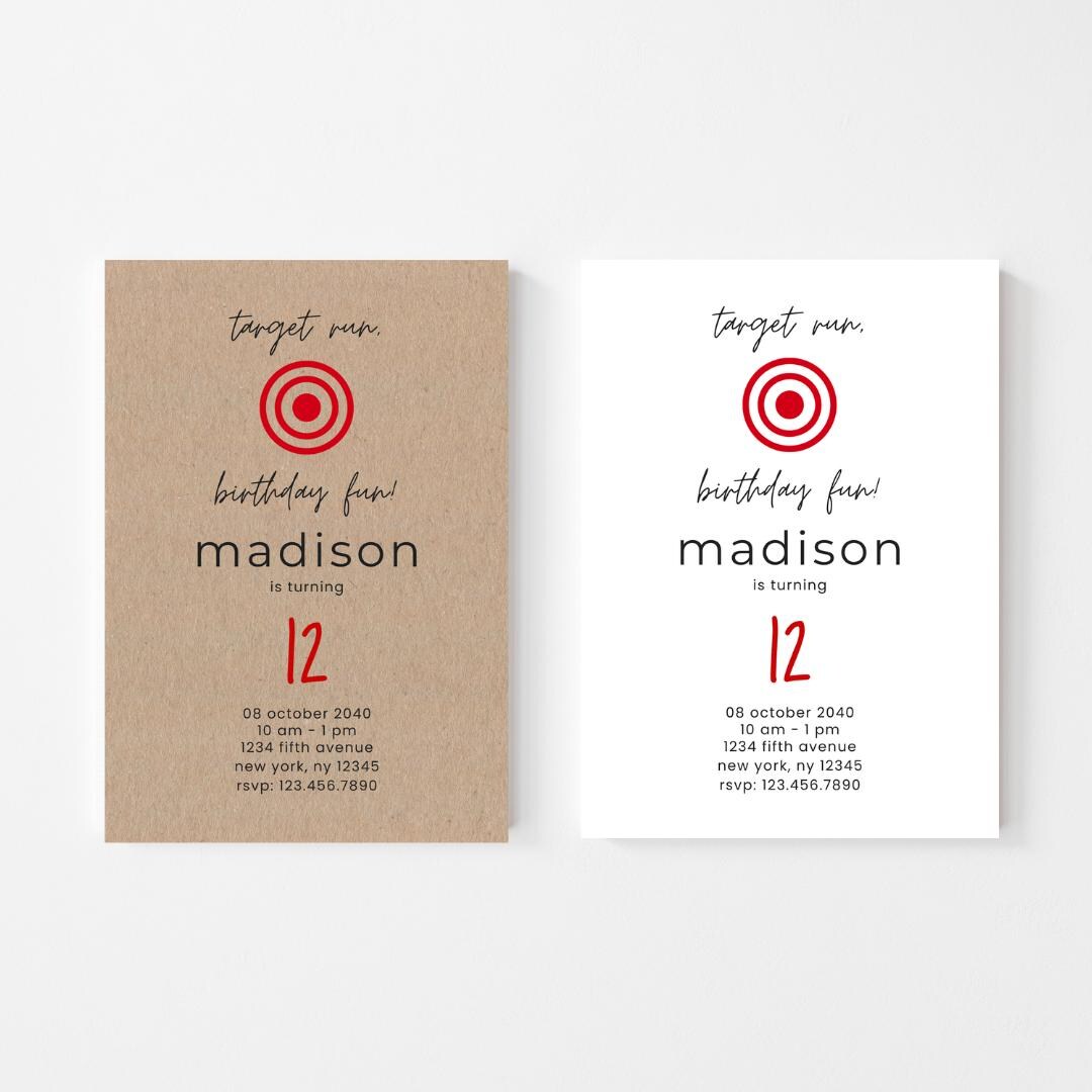 Editable Bullseye Birthday Invitation | Trendy Simple Minimalist ...