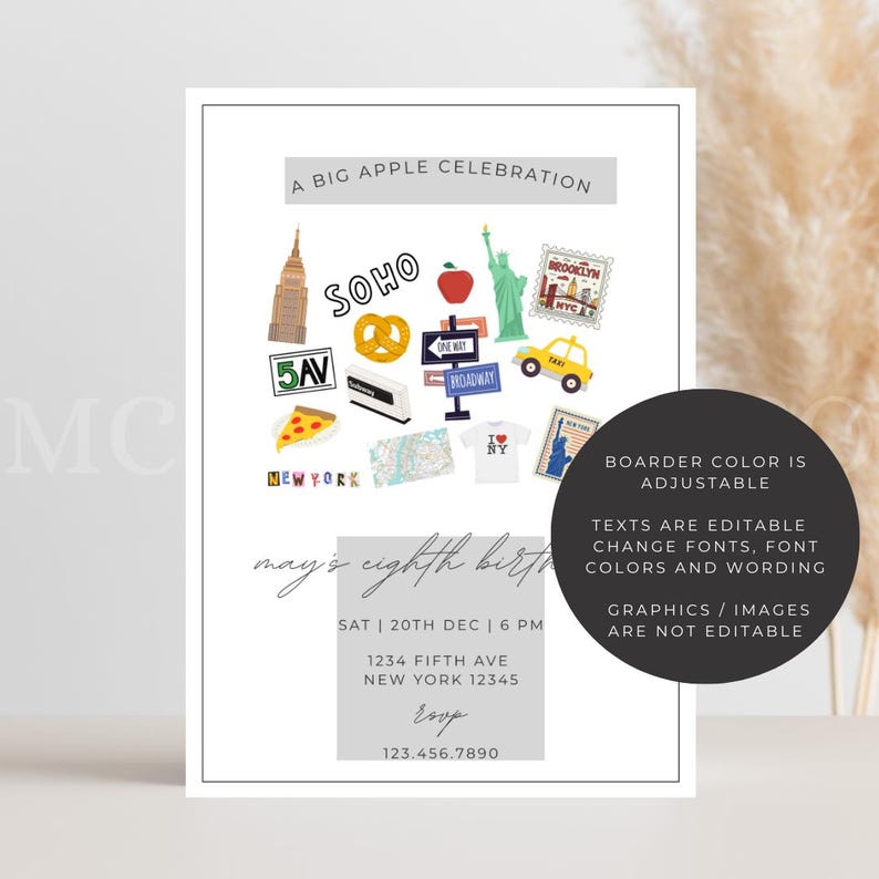 Editable New York City Birthday Invitation | Trendy NYC Party ...