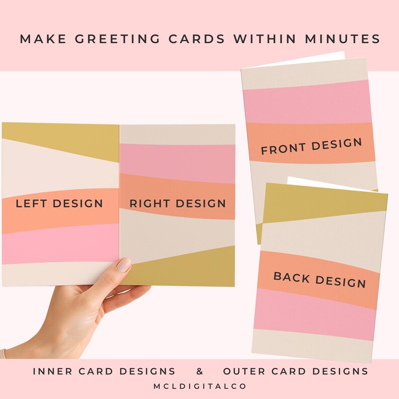 5X7 Folded Greeting Card Portrait Template Canva Drag and Drop Frames ...