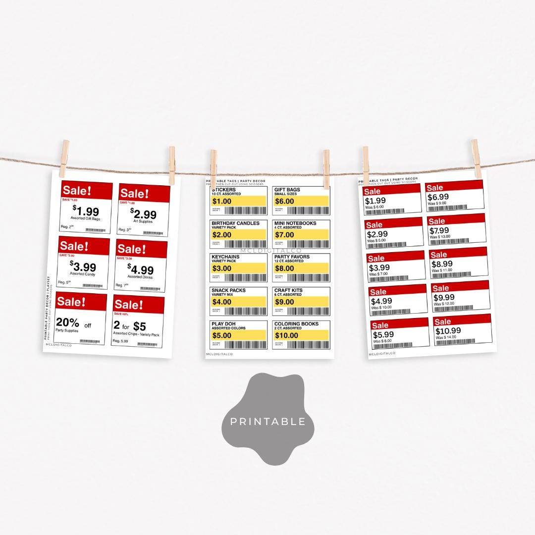 Printable Kids Grocery Store Sale Price Tags Play Set - Etsy