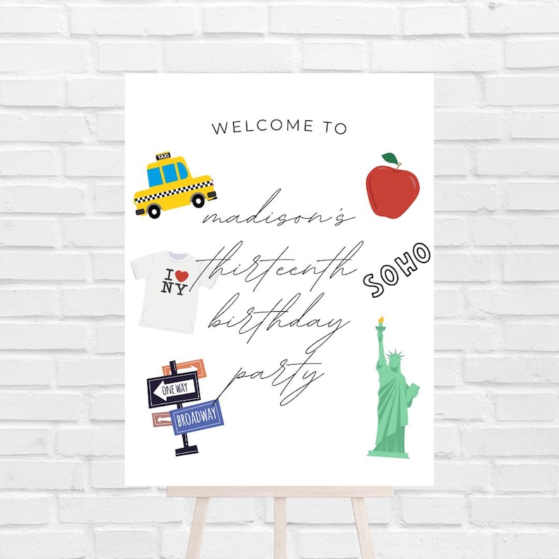 Editable New York City Welcome Sign | Trendy NYC Party Sign Decorations ...