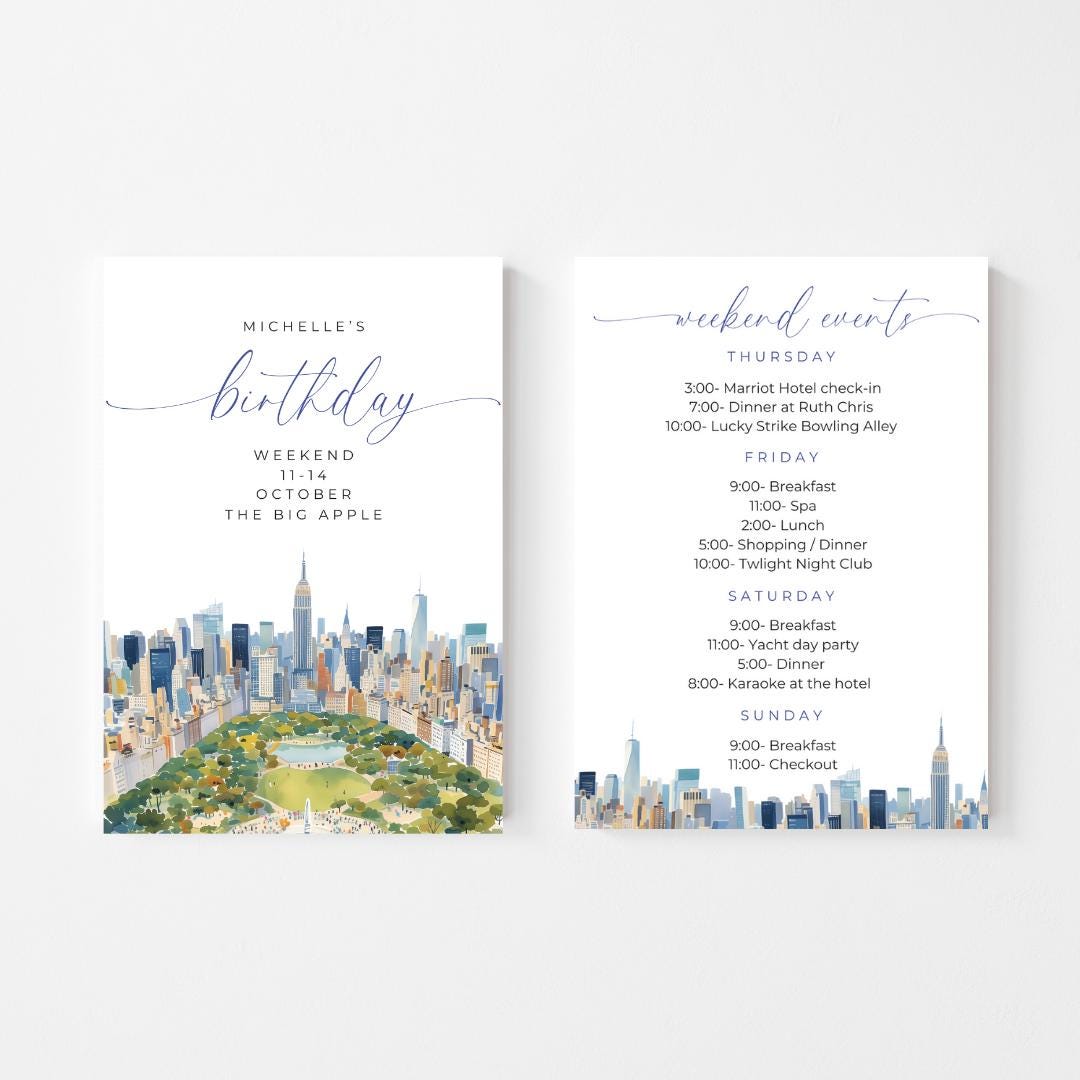 Editable New York City Birthday Invitation | Minimalist Simple Party ...