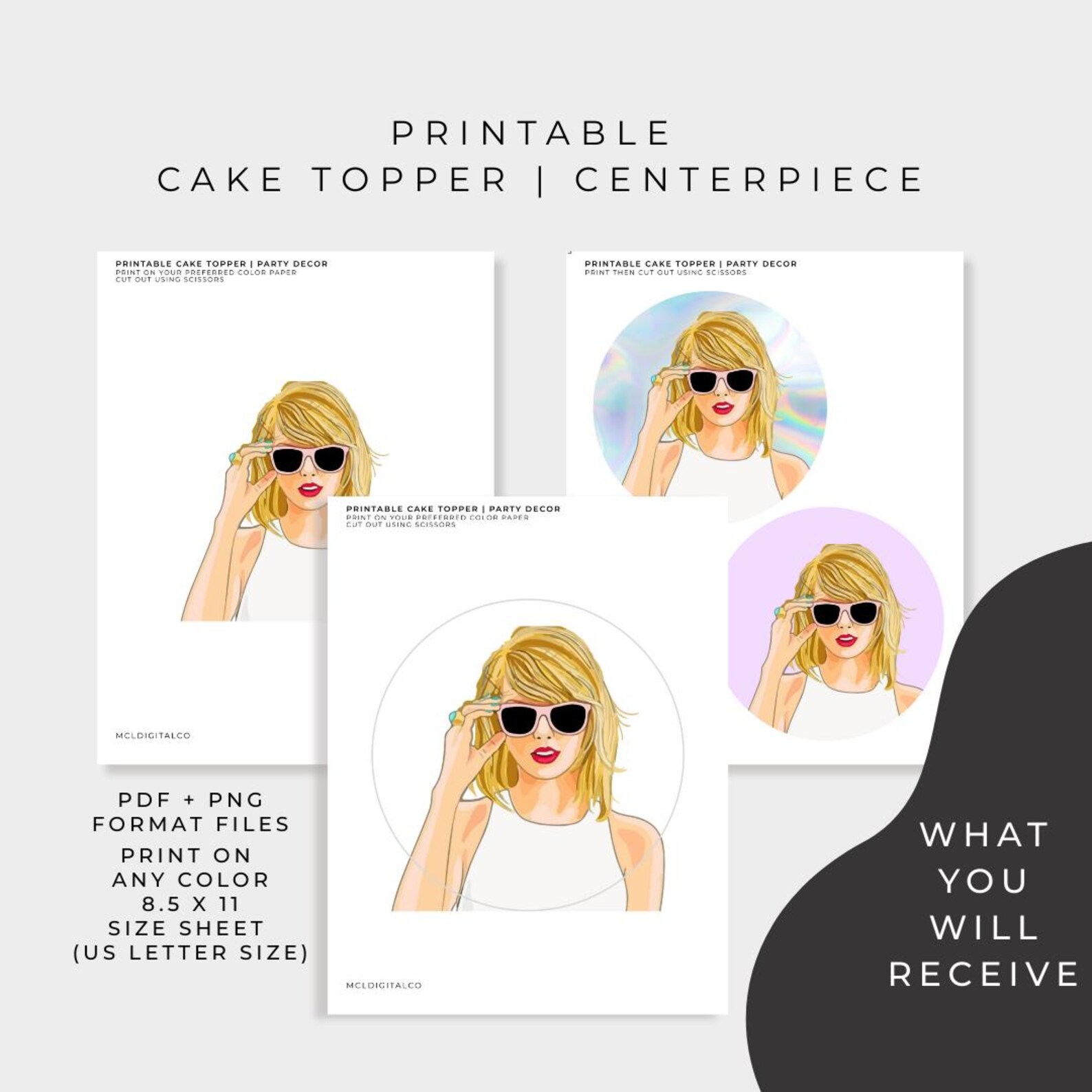 Printable Pop Star Cake Topper | Entertainment Birthday Centerpiece ...