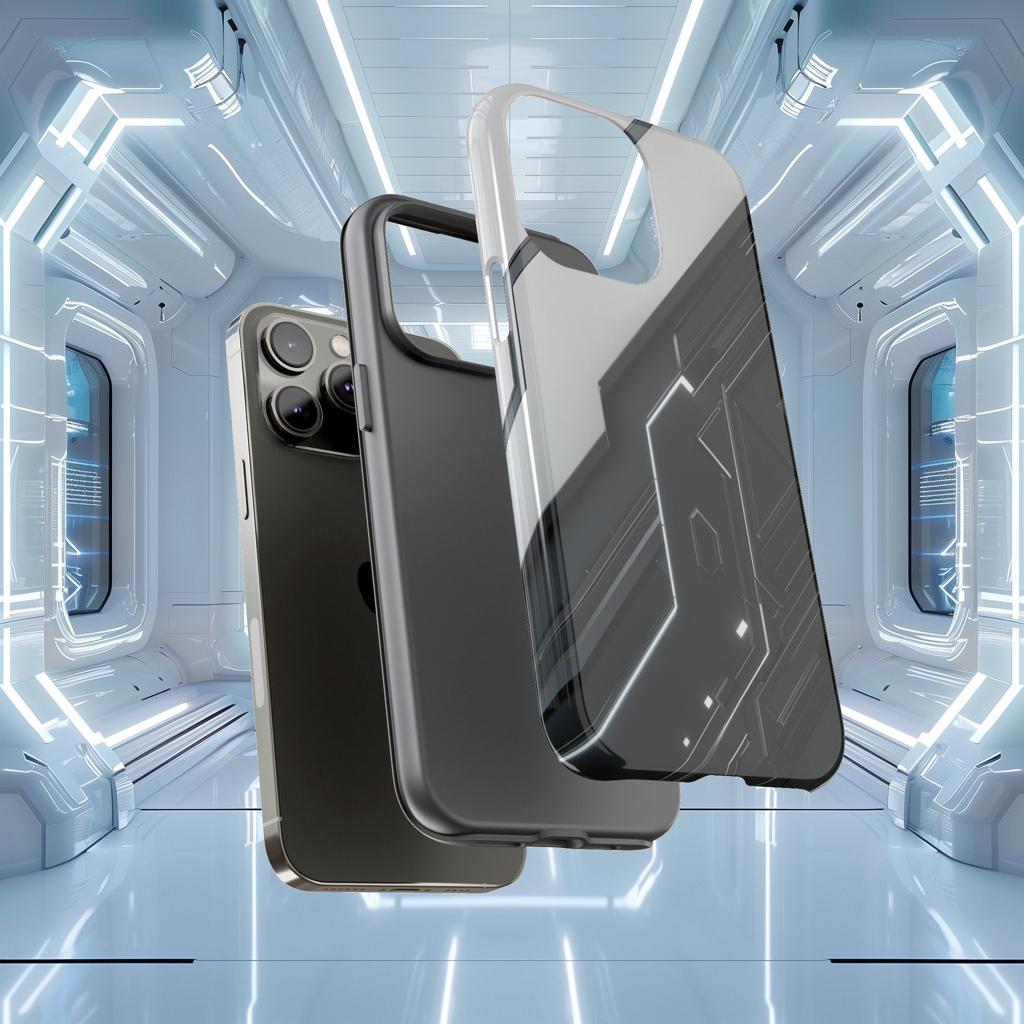 Futuristic High-tech Sci-fi Cyberpunk Phone Case for iPhone 16,15,14,13 ...