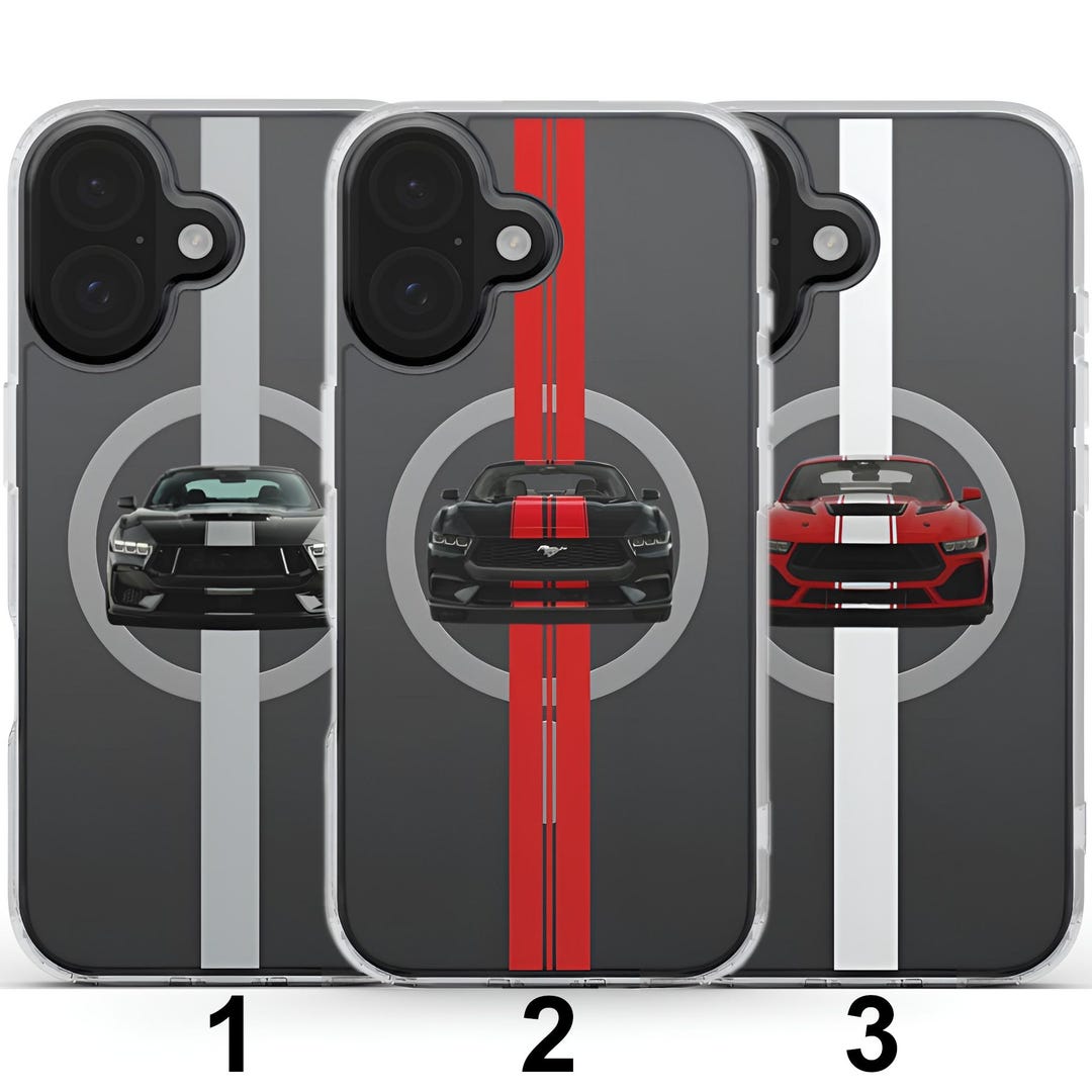 Mustang Muscle Sports Car Clear Magsafe Phone Case for iPhone 17,16,15 ...
