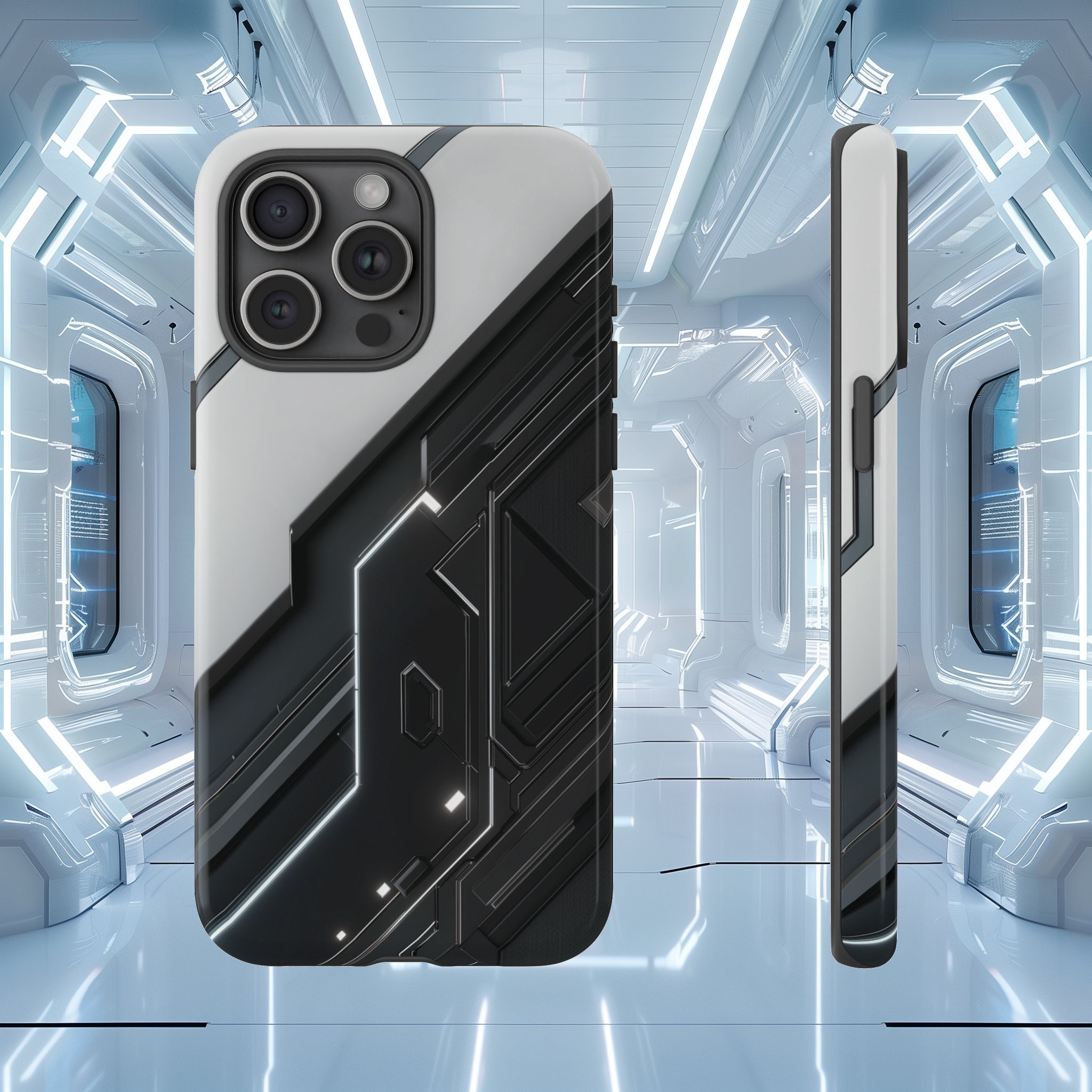 Futuristic High-tech Sci-fi Cyberpunk Phone Case for iPhone 16,15,14,13 ...