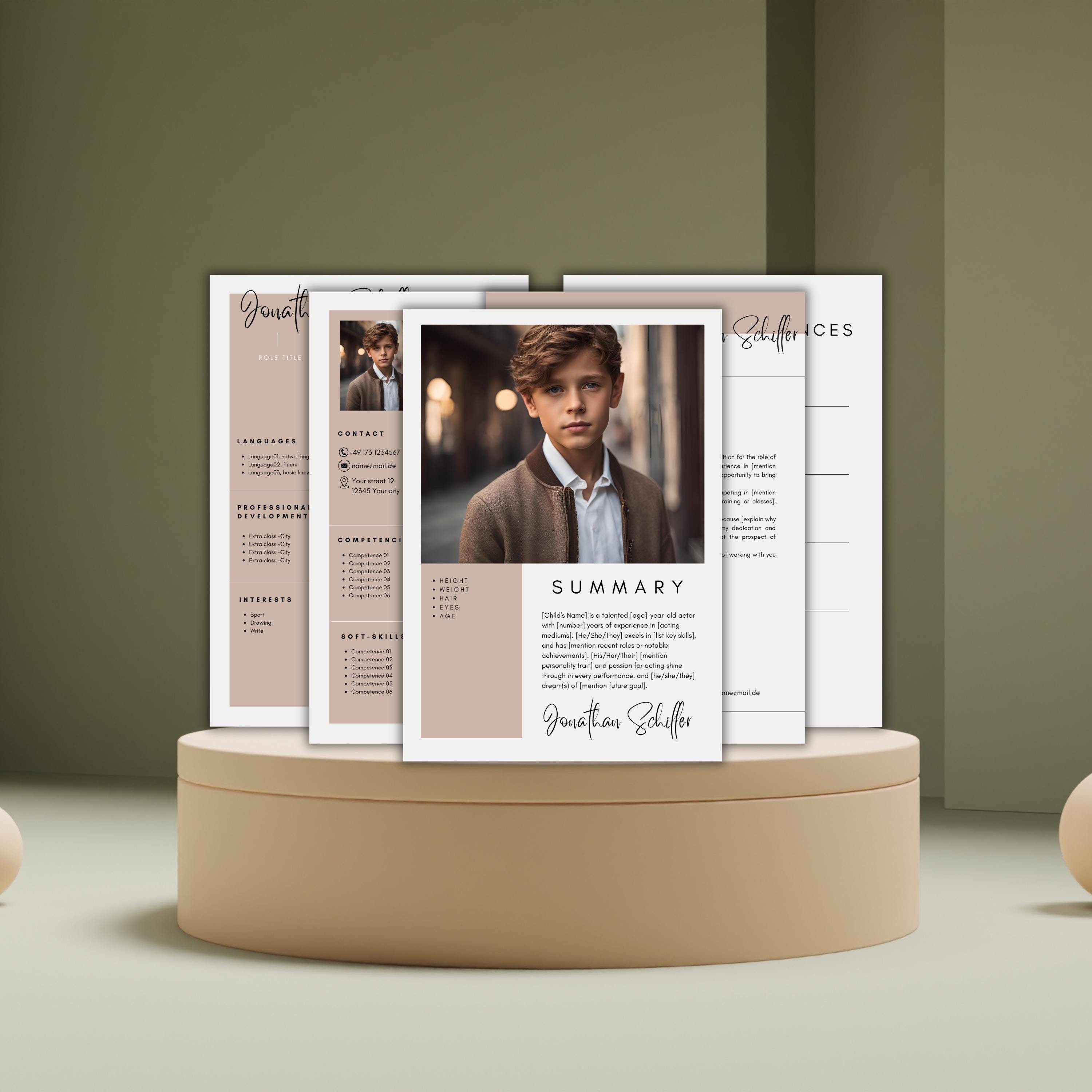 Child Actor Resume Template Boho Photo Canva Child Model Actor ...