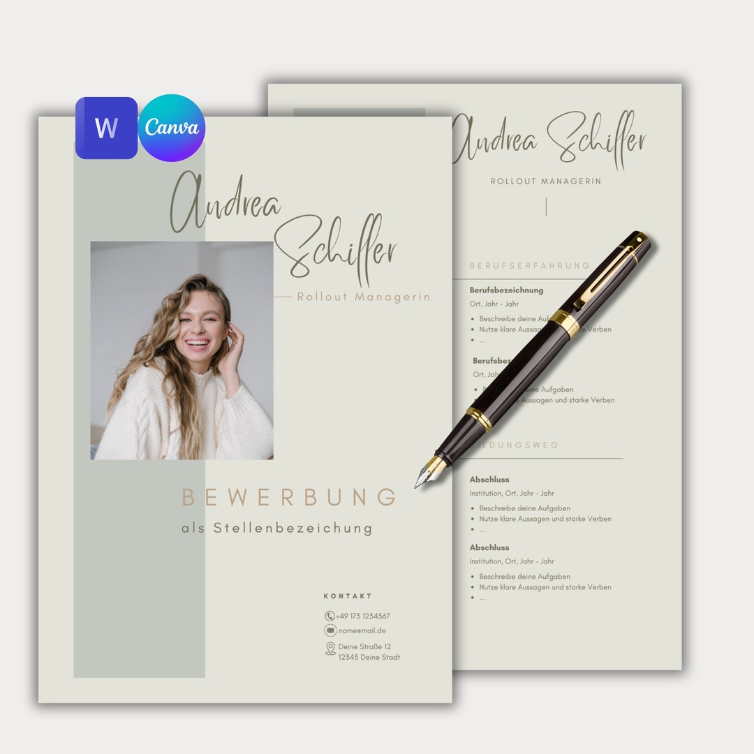 Application Template German CV Tabular Creative Cover Letter Modern ...