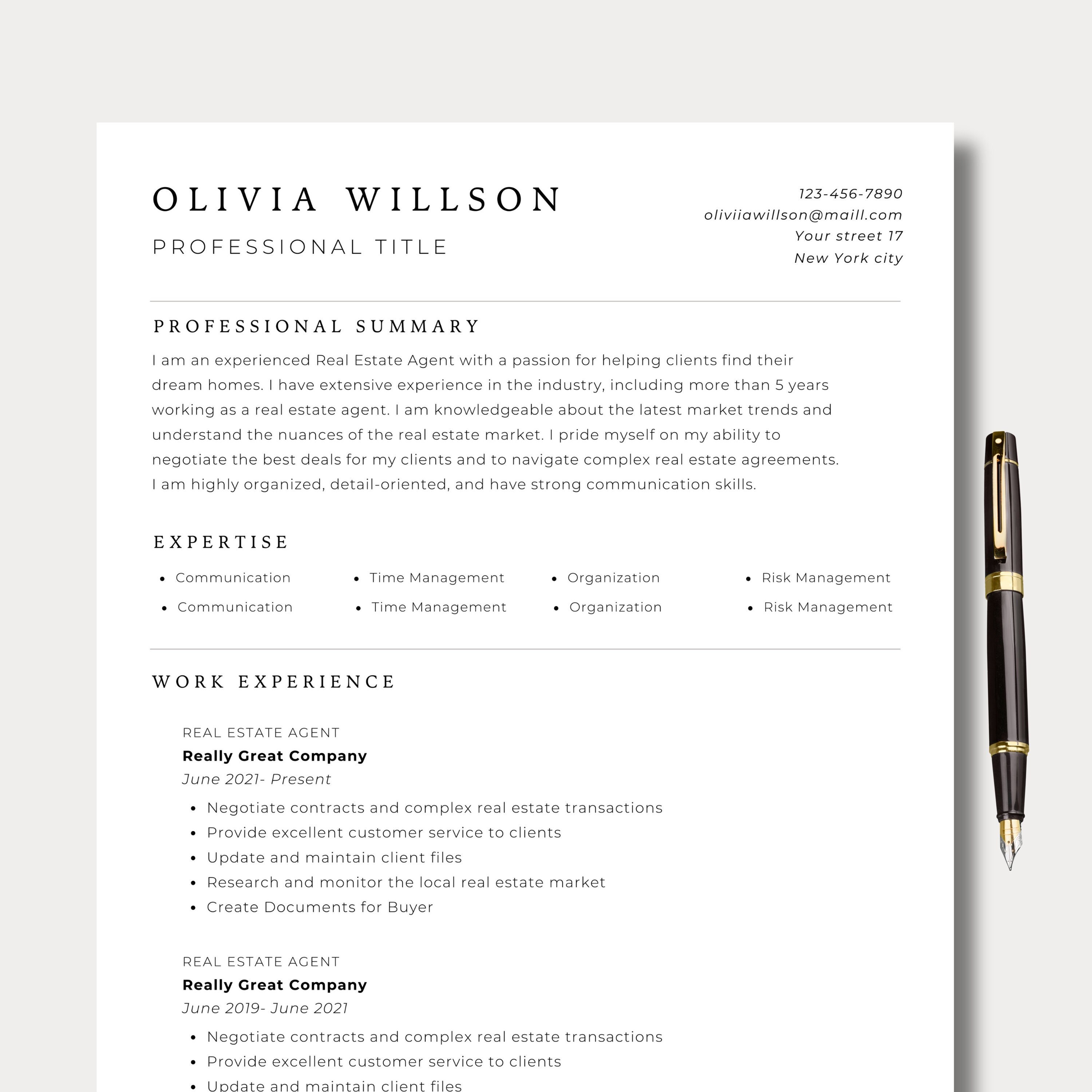Clean Resume Template Canva ATS Friendly Modern CV Professional Job ...
