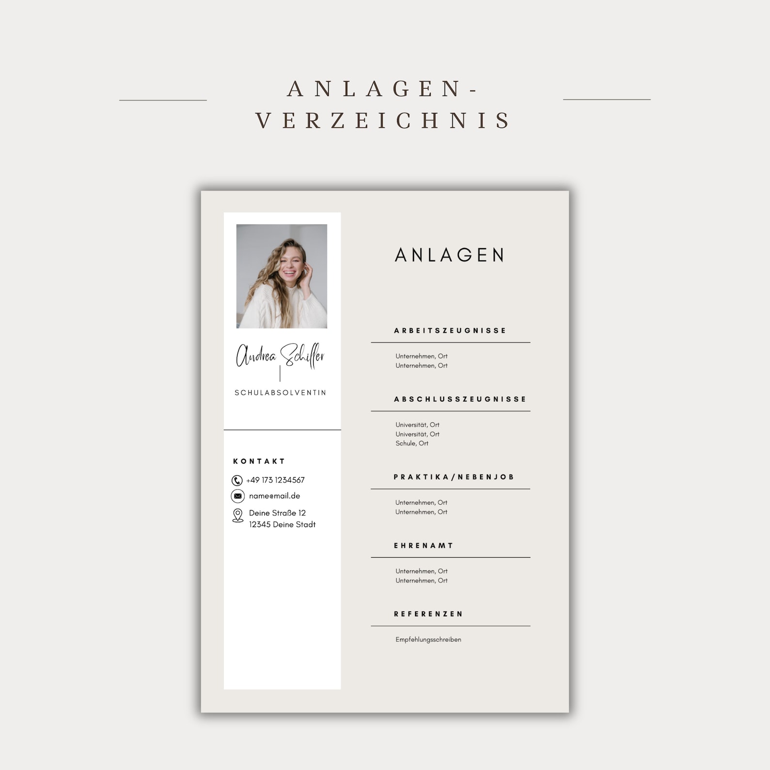 Application Template German CV in Table Creative Cover Letter Modern ...