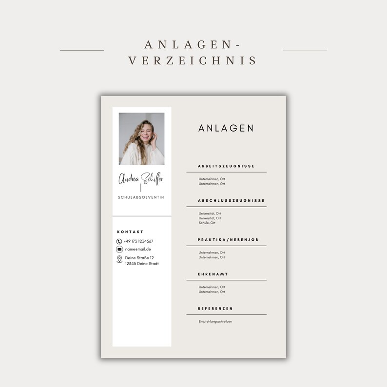 Application Template German CV in Table Creative Cover Letter Modern ...