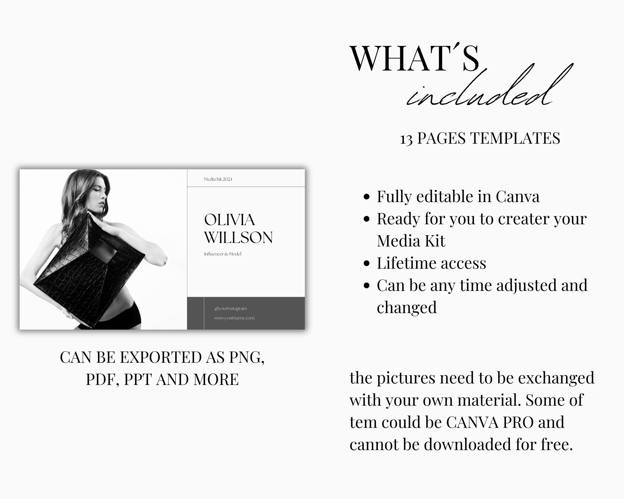 Customizable Media Kit Presentation Template 13 Pages Instagram ...