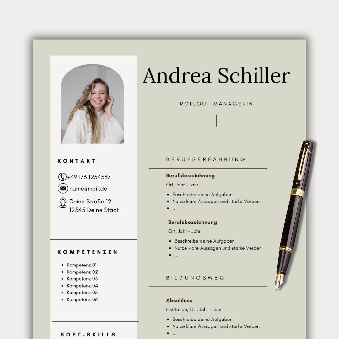 Application Template German CV Tabular Creative Cover Letter Modern ...