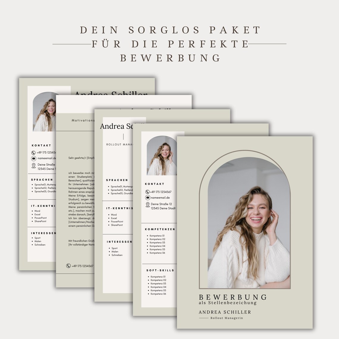 Application Template German CV Tabular Creative Cover Letter Modern ...
