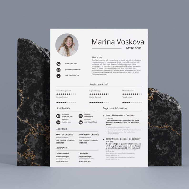 Clean Resume Template Word ATS Friendly Modern CV Professional Job ...
