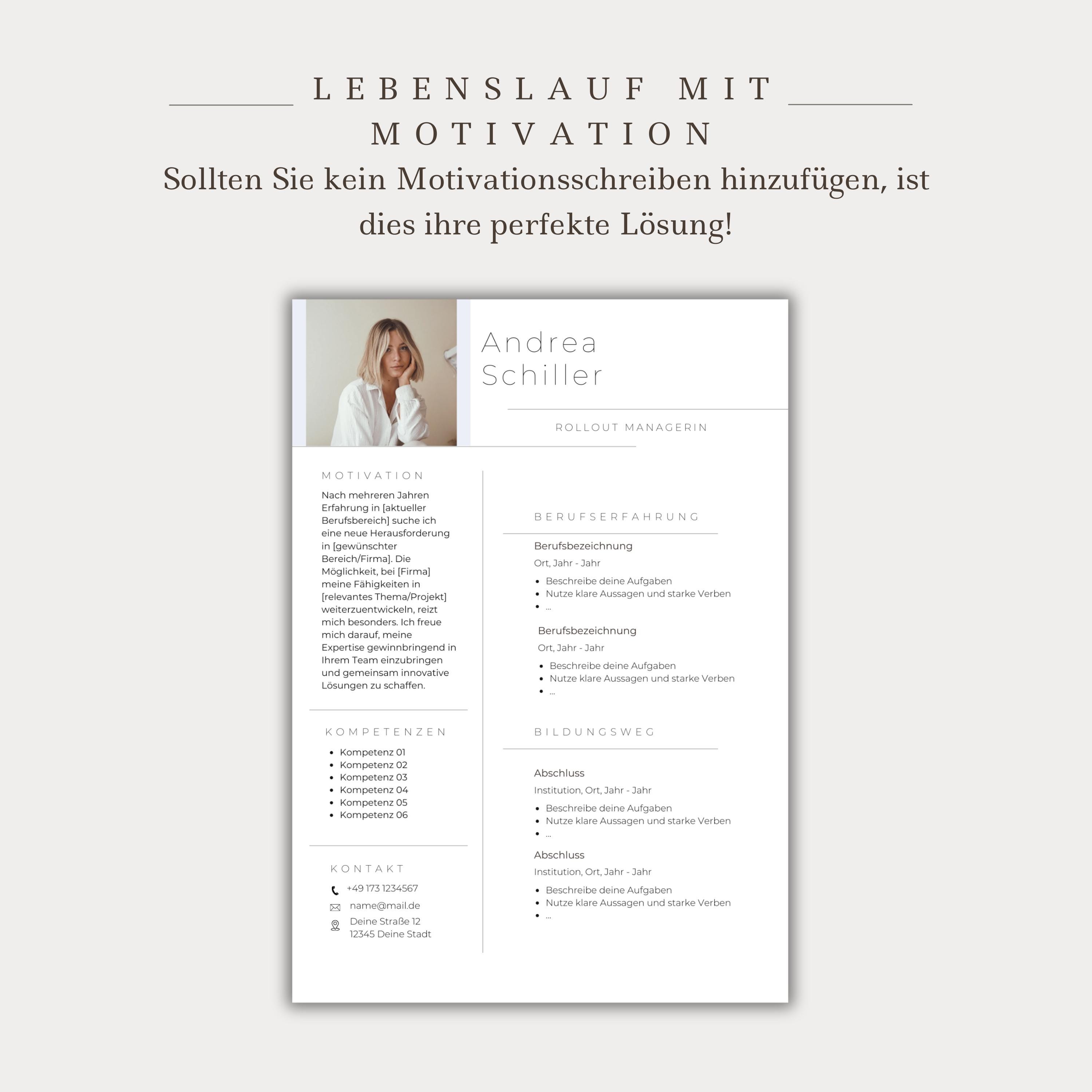 Application Template German CV Tabular Creative Cover Letter Modern ...