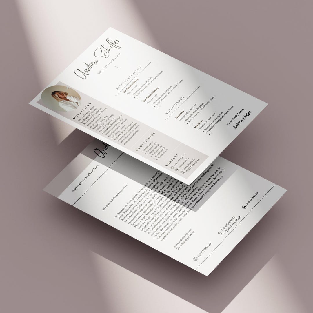 Application Template Word German CV Template Cover Letter Canva Modern ...