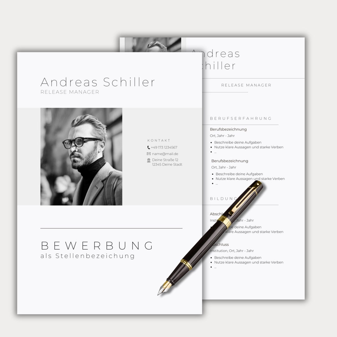 Application Template German CV in Table Creative Cover Letter Modern ...