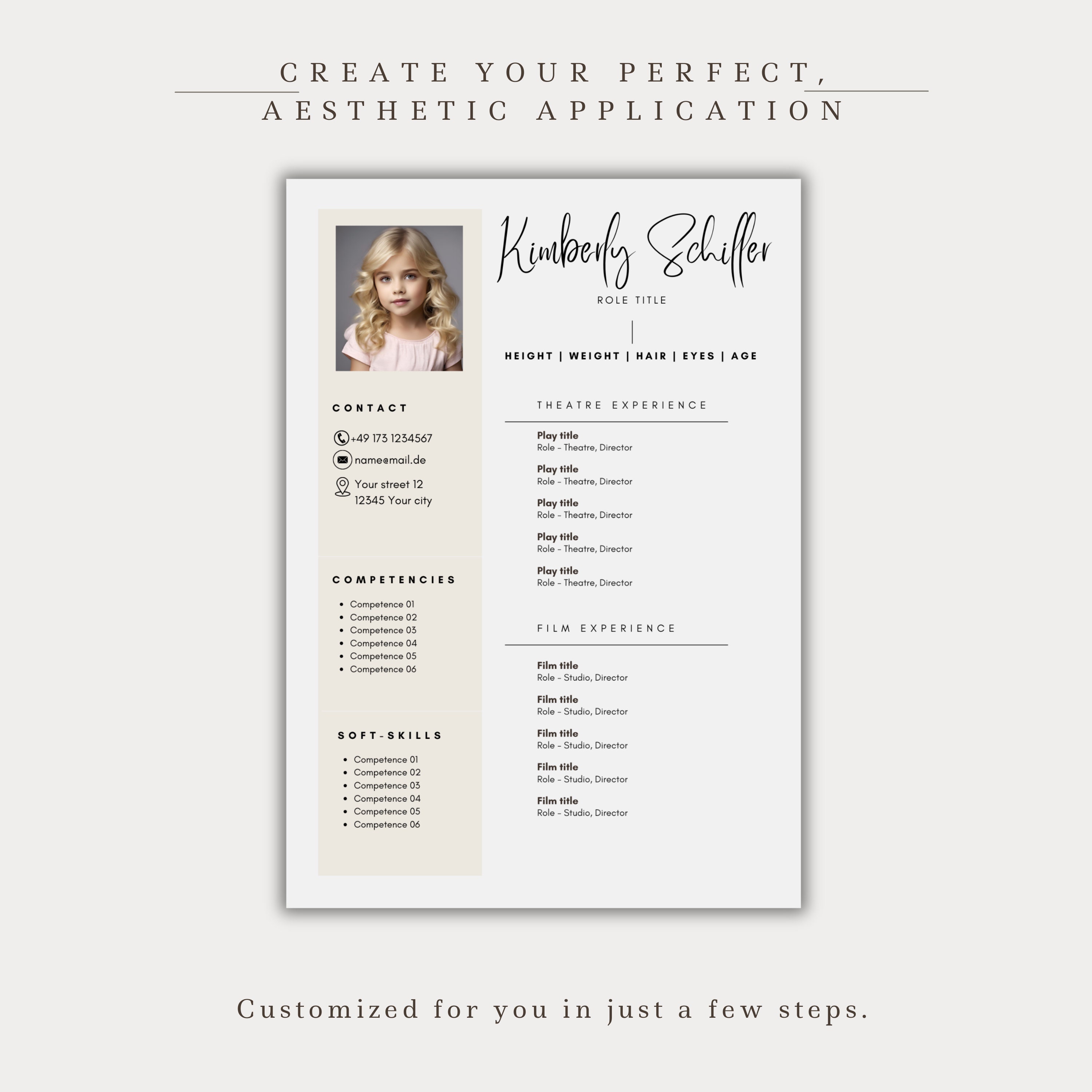 Child Actor Resume Template Boho Photo Canva Child Model Actor ...