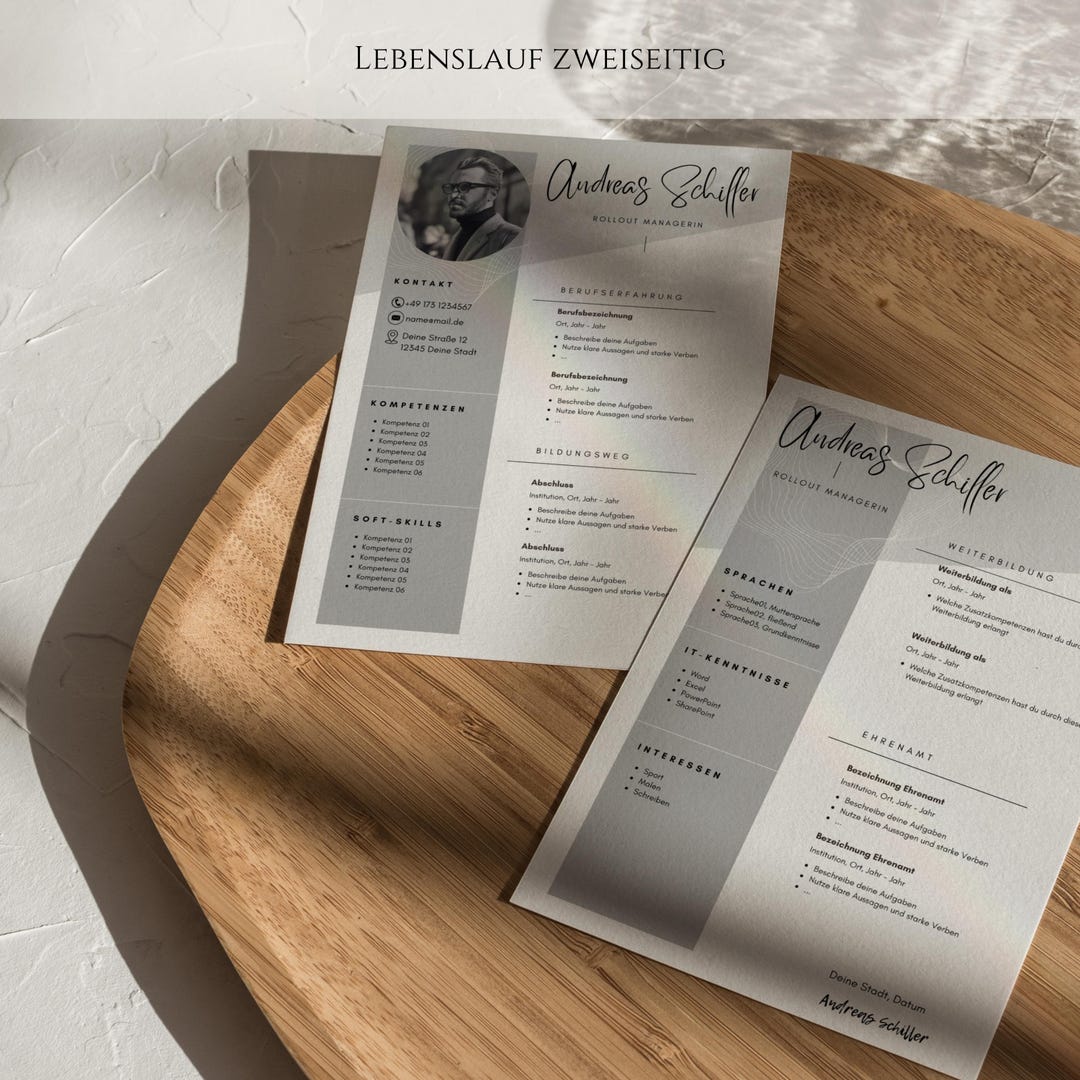 Application Template German CV Tabular Creative Cover Letter Modern ...