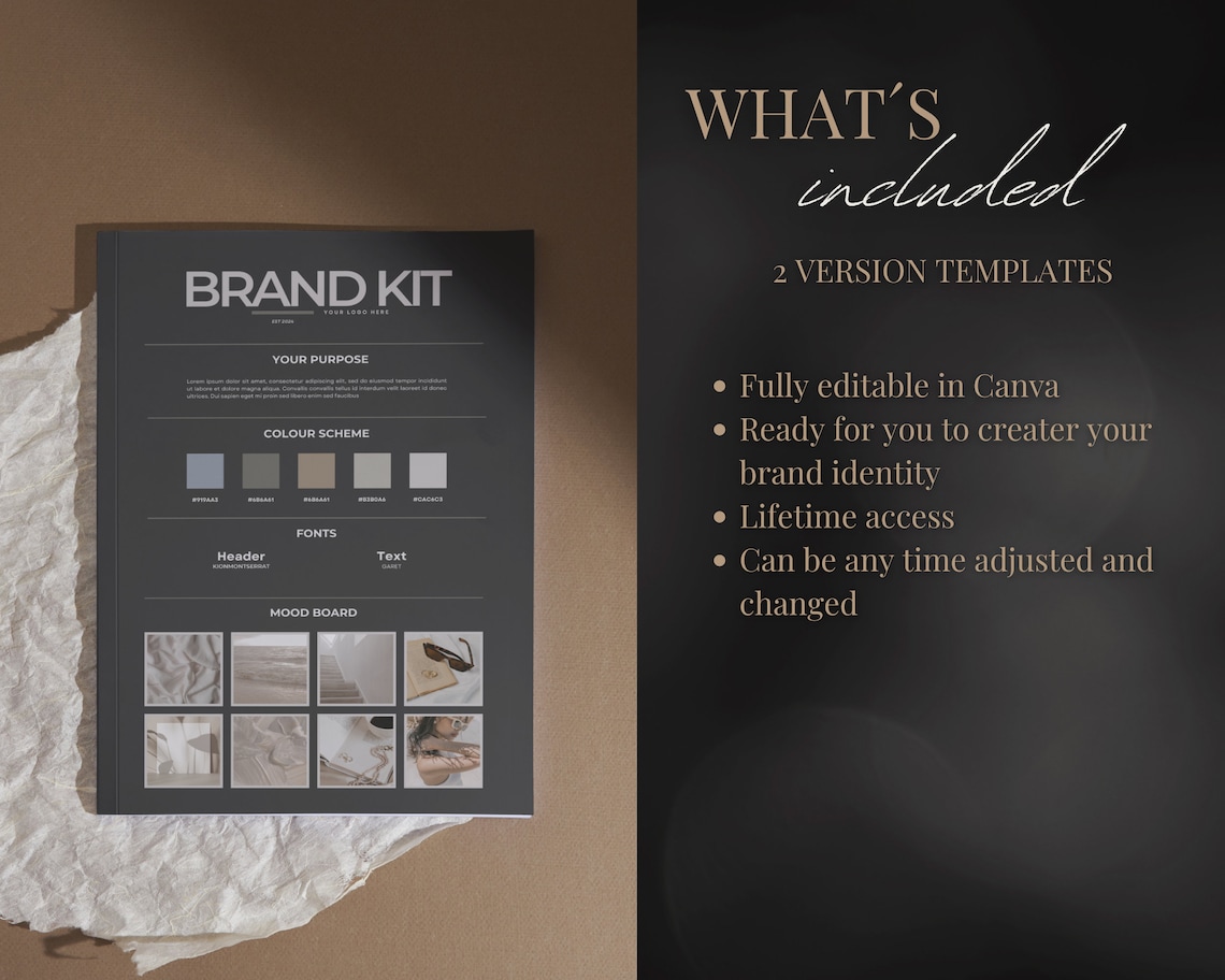 Brand Kit Canva Template Dark Aesthetic Board Template Branding Kit ...
