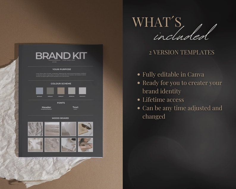 Brand Kit Canva Template Dark Aesthetic Board Template Branding Kit ...