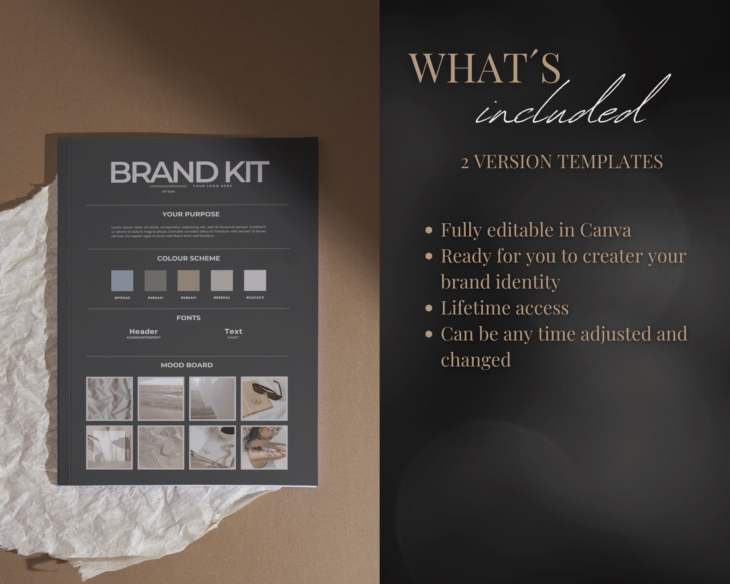 Brand Kit Canva Template Dark Aesthetic Board Template Branding Kit ...
