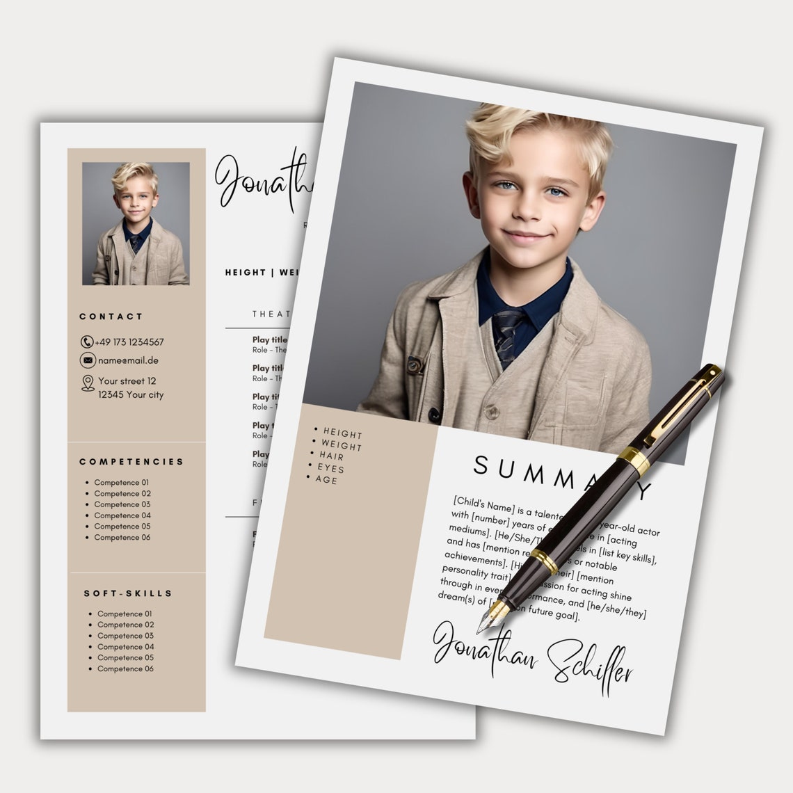 Child Actor Resume Template Boho Photo Canva Child Model Actor ...
