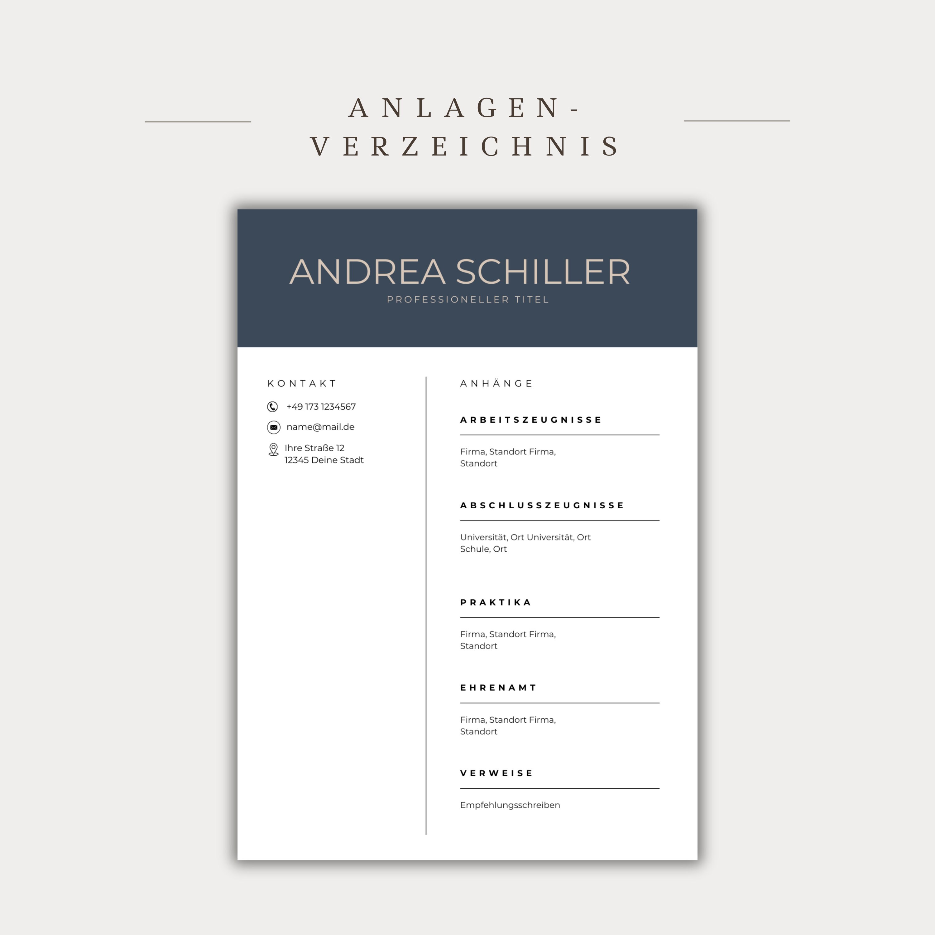 Application Template German CV in Table Creative Cover Letter Modern ...