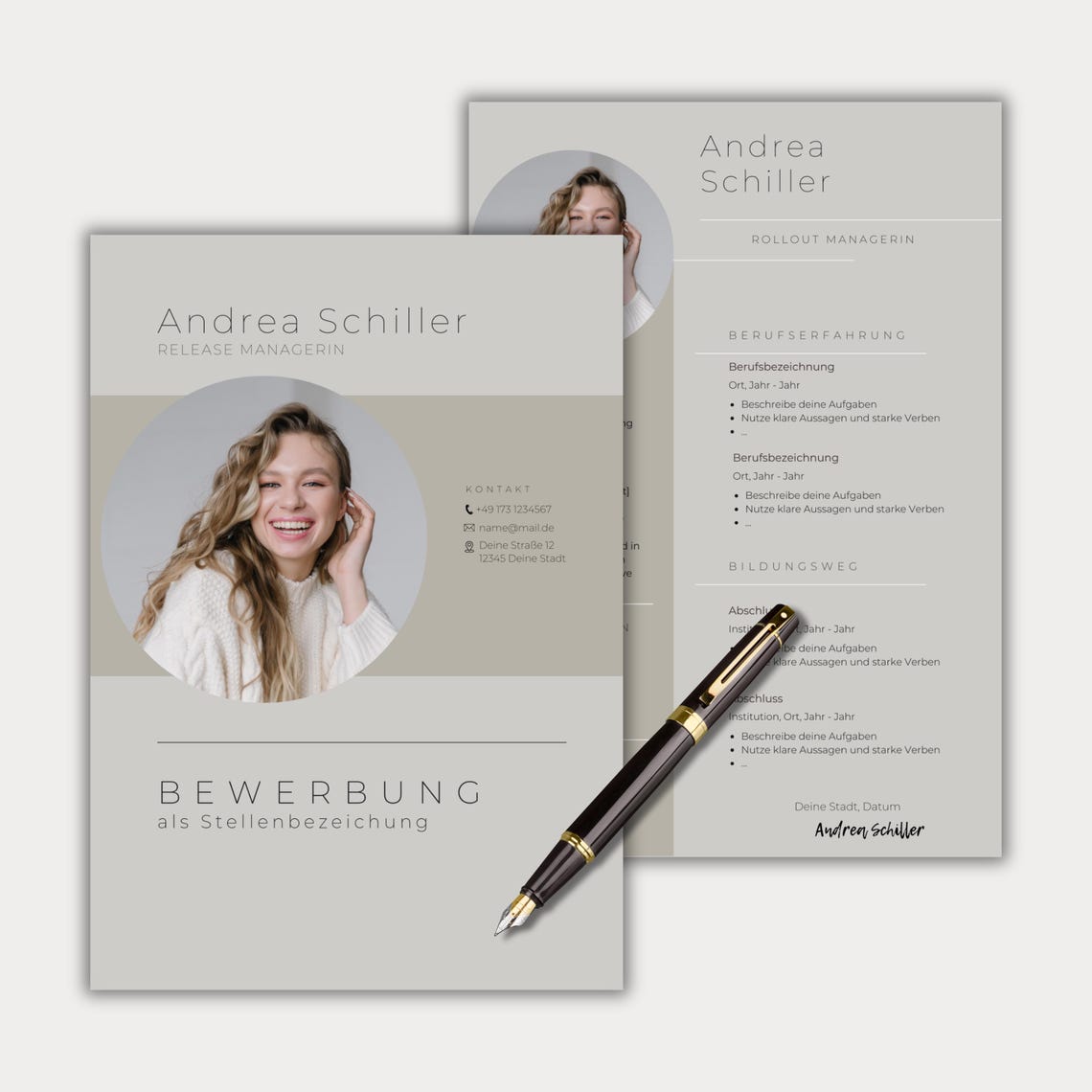 Application Template German CV Tabular Creative Cover Letter Modern ...