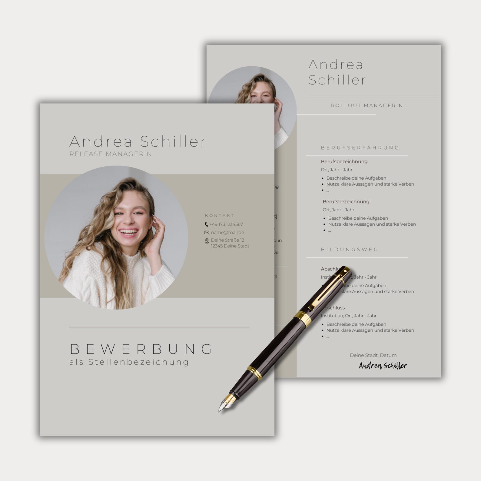 Application Template German CV Tabular Creative Cover Letter Modern ...