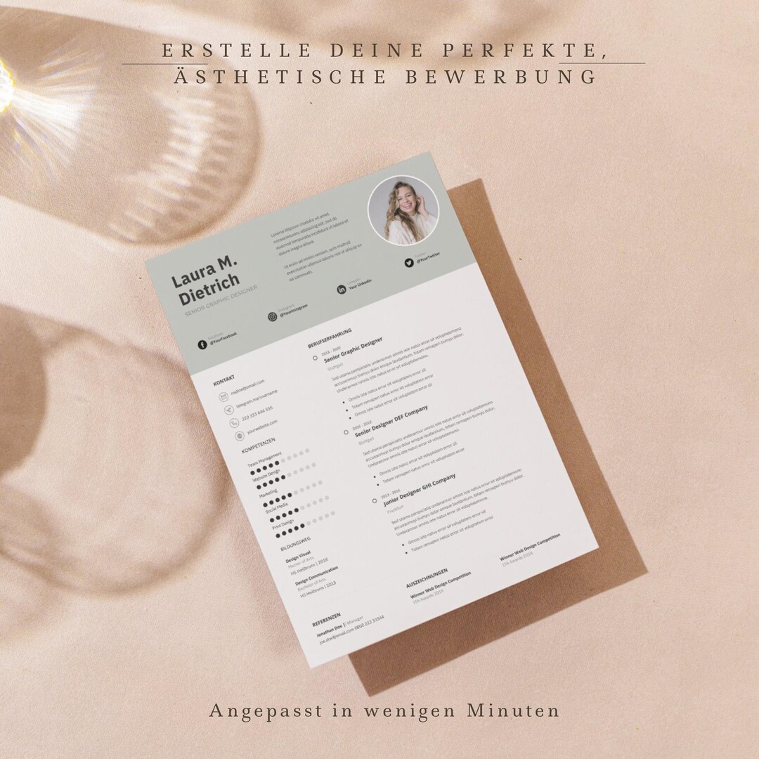 Application Template German CV Tabular Creative Cover Letter Modern ...