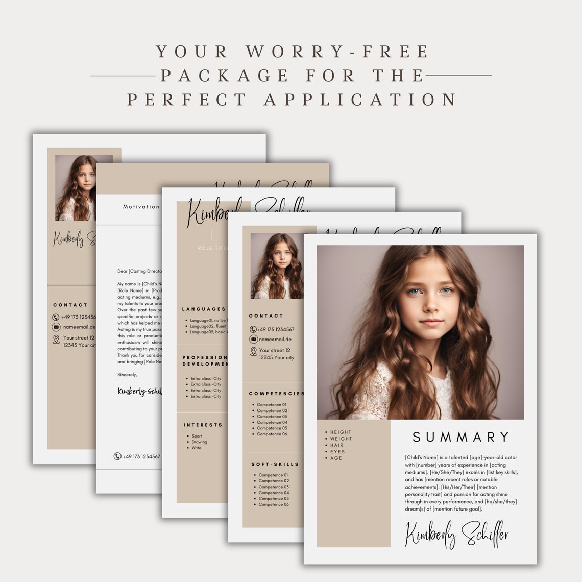 Child Actor Resume Template Boho Photo Canva Child Model Actor ...