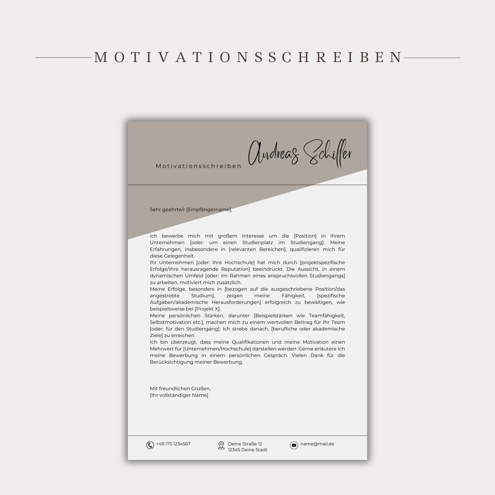 Application Template German CV in Table Creative Cover Letter Modern ...
